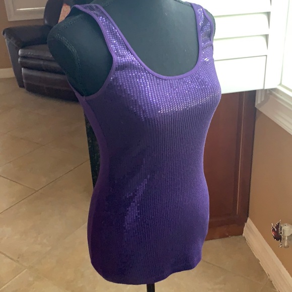 bebe | Tops | Bebe Purple With Purple Sequins Tank Top | Poshmark